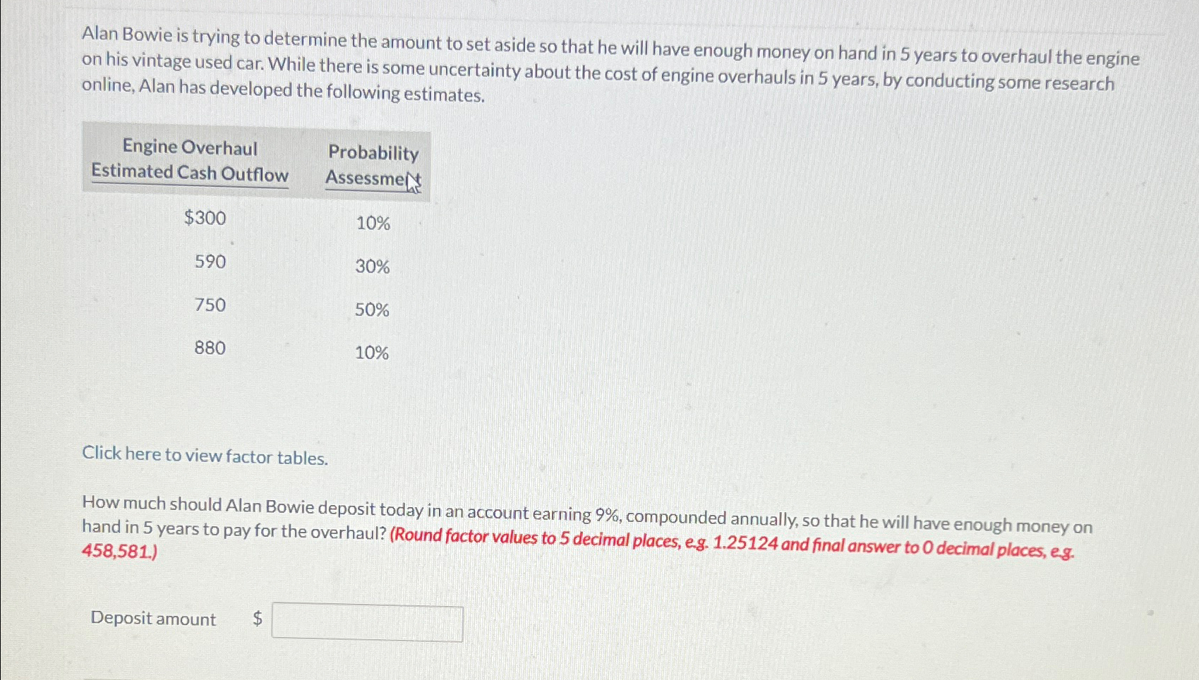 Solved Alan Bowie is trying to determine the amount to set | Chegg.com