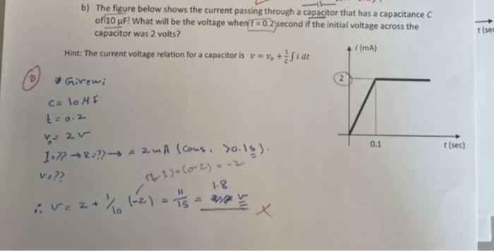 Solved b) The figure below shows the current passing through | Chegg.com