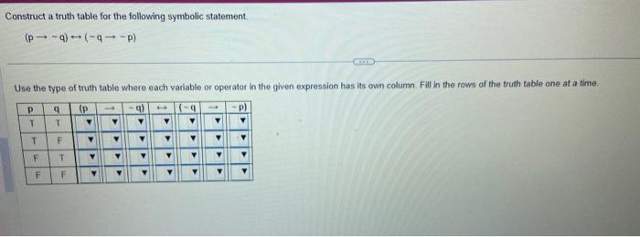 Solved Construct a truth table for the given statement. | Chegg.com