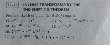 Solved INVERSE TRANSFORMS BY THE2ND SHIFTING THEOREMFind | Chegg.com