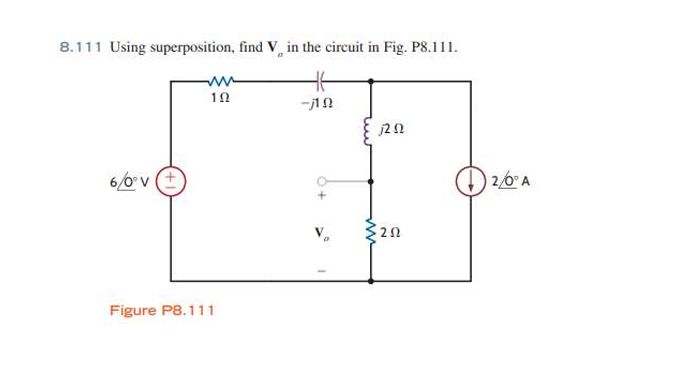Solved 8.111 ﻿Using superposition, find Vo ﻿in the circuit | Chegg.com