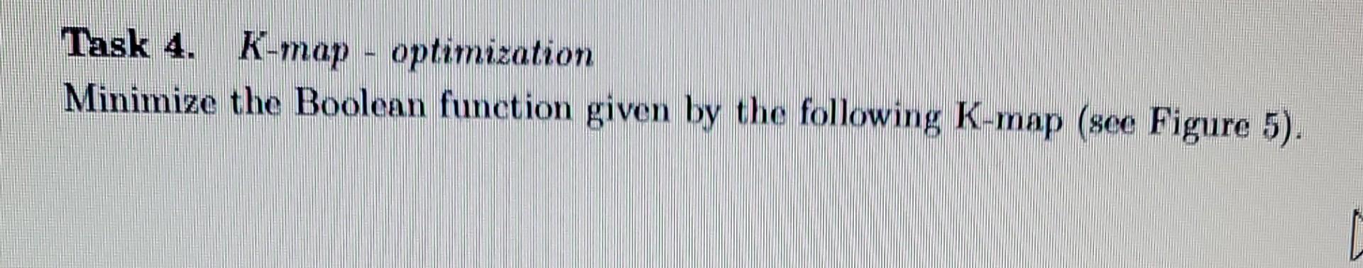 Solved Task 4. K-map - optimization Minimize the Boolean | Chegg.com