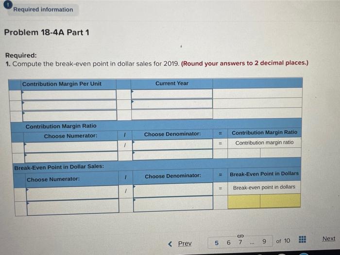 Solved Required information Problem 18-4A Break-even | Chegg.com