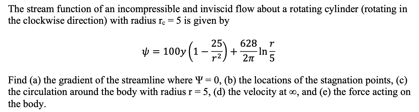 The stream function of an incompressible and inviscid | Chegg.com