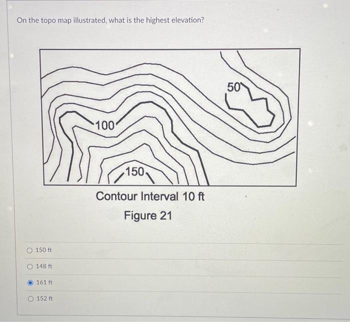 Solved On the topo map illustrated, what is the highest | Chegg.com