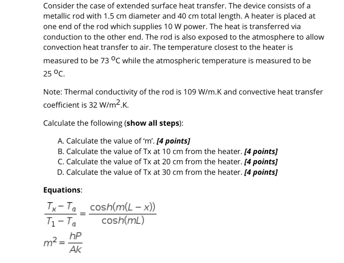 Solved Consider the case of extended surface heat transfer. | Chegg.com