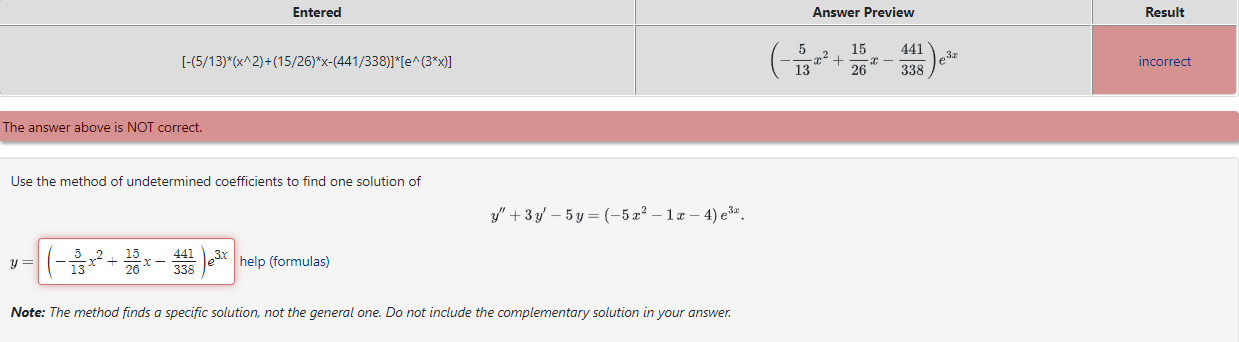 Solved Use the method of undetermined coefficients to find | Chegg.com