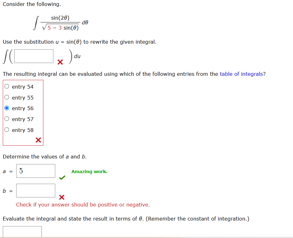 Solved Consider the following. \int (sin(2\theta | Chegg.com