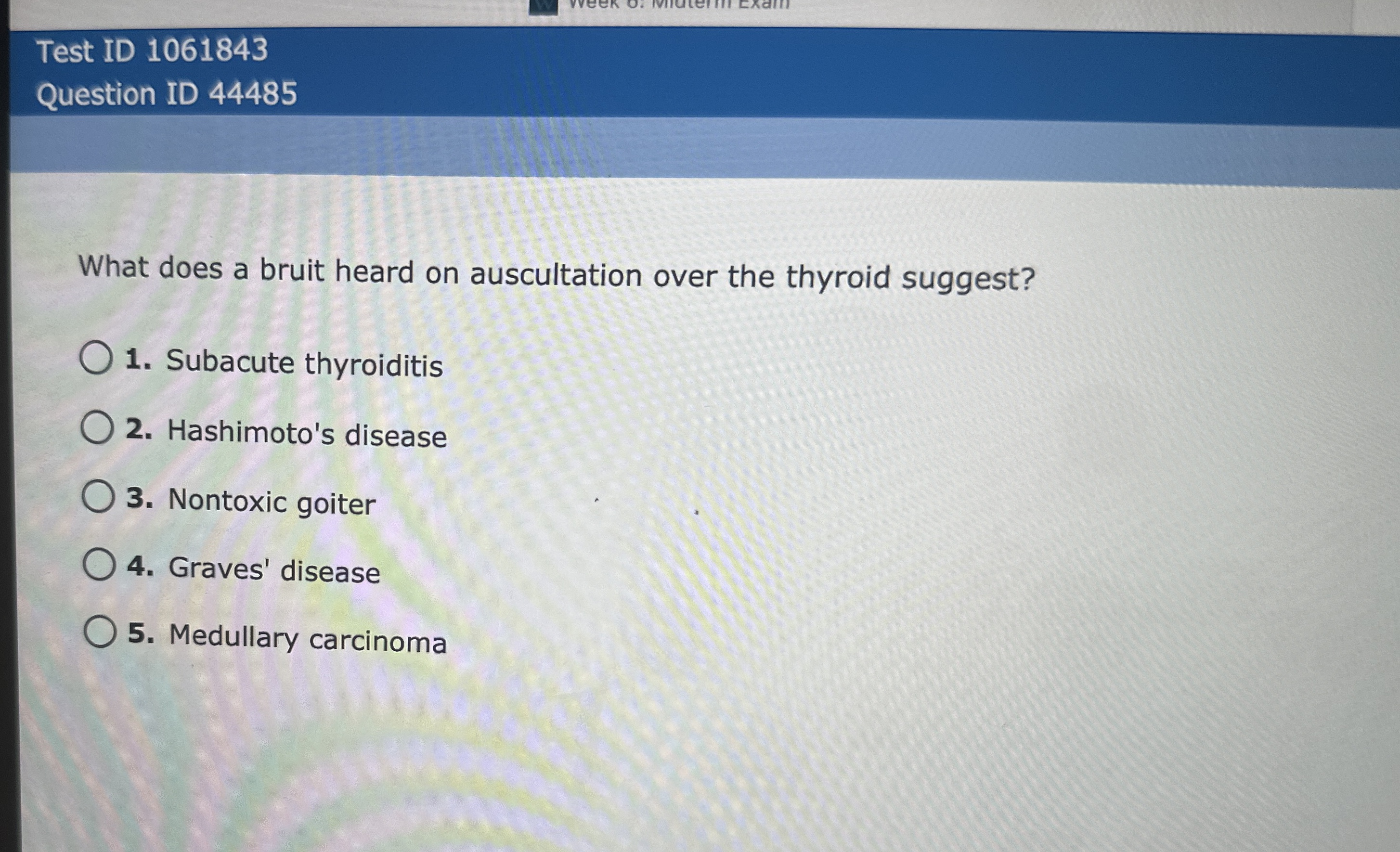 Solved Test ID 1061843Question ID 44485What does a bruit | Chegg.com