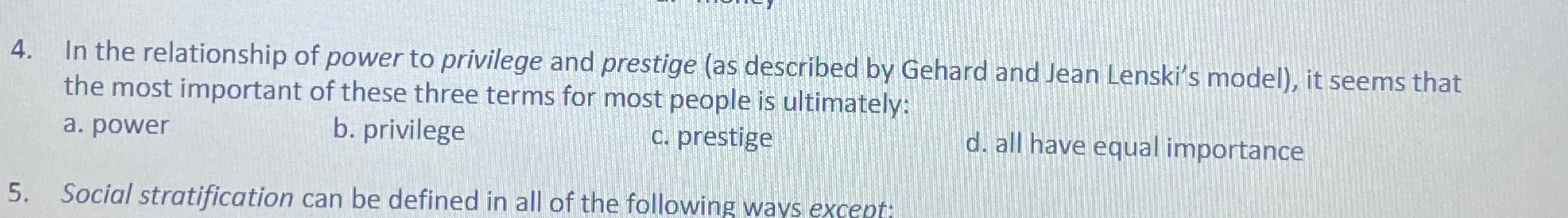 Solved In the relationship of power to privilege and | Chegg.com