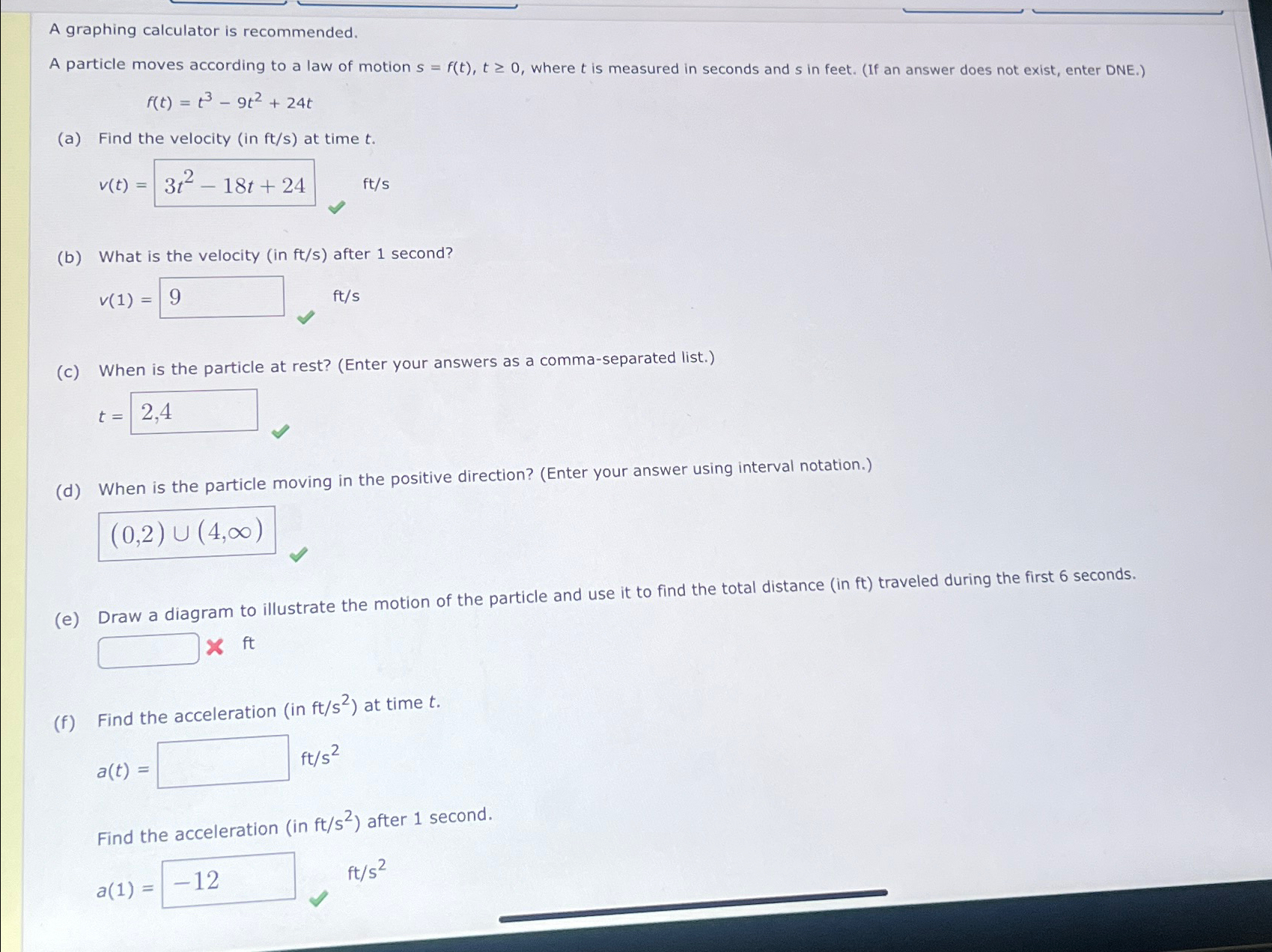 Solved A graphing calculator is recommended.A particle moves | Chegg.com