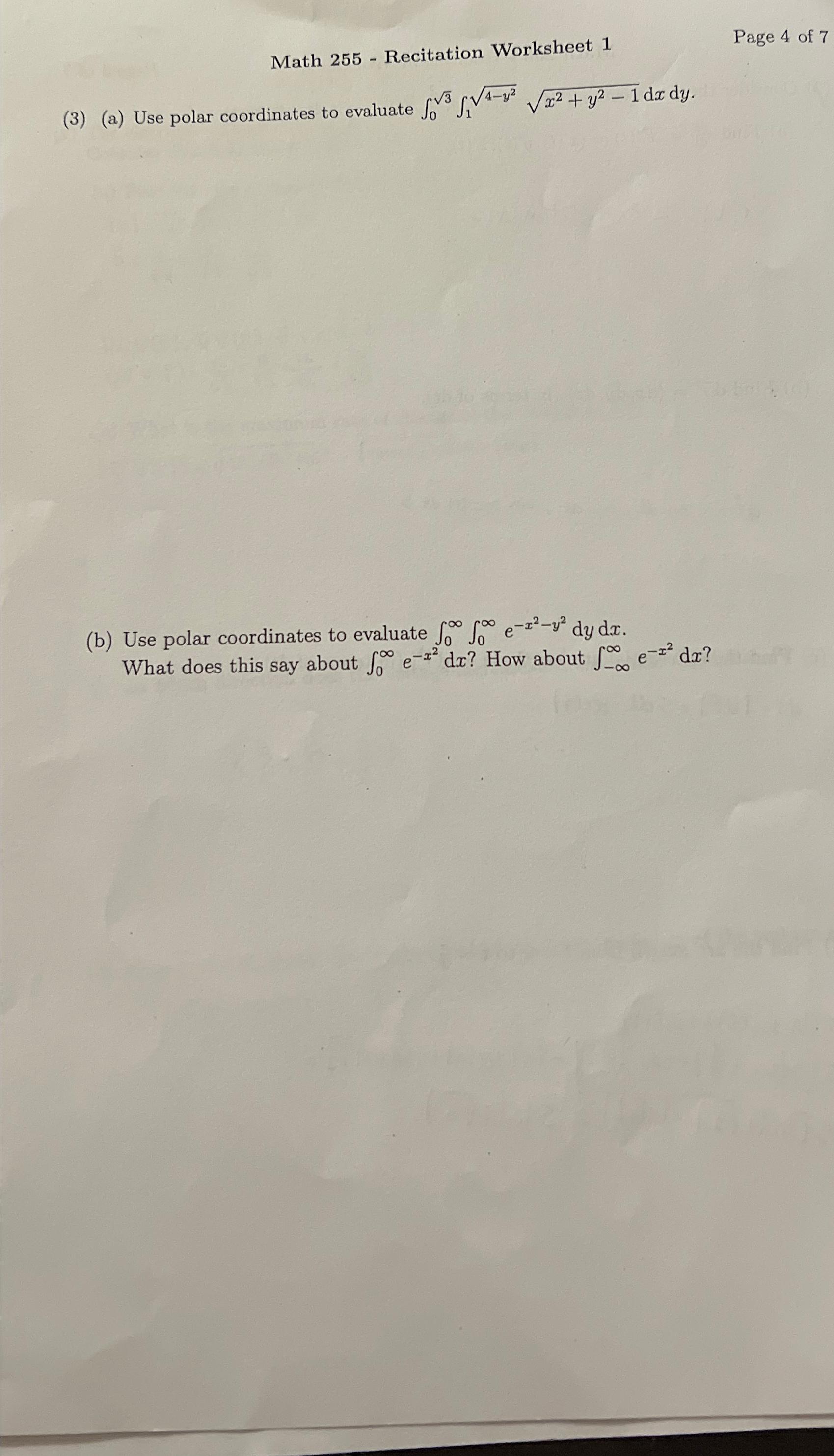 Math 255 - Recitation Worksheet 1\\nPage 4 of 7\\n(3) | Chegg.com