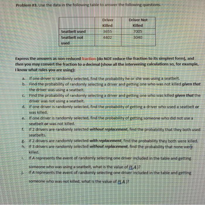 Solved Problem #3. Use the data in the following table to | Chegg.com
