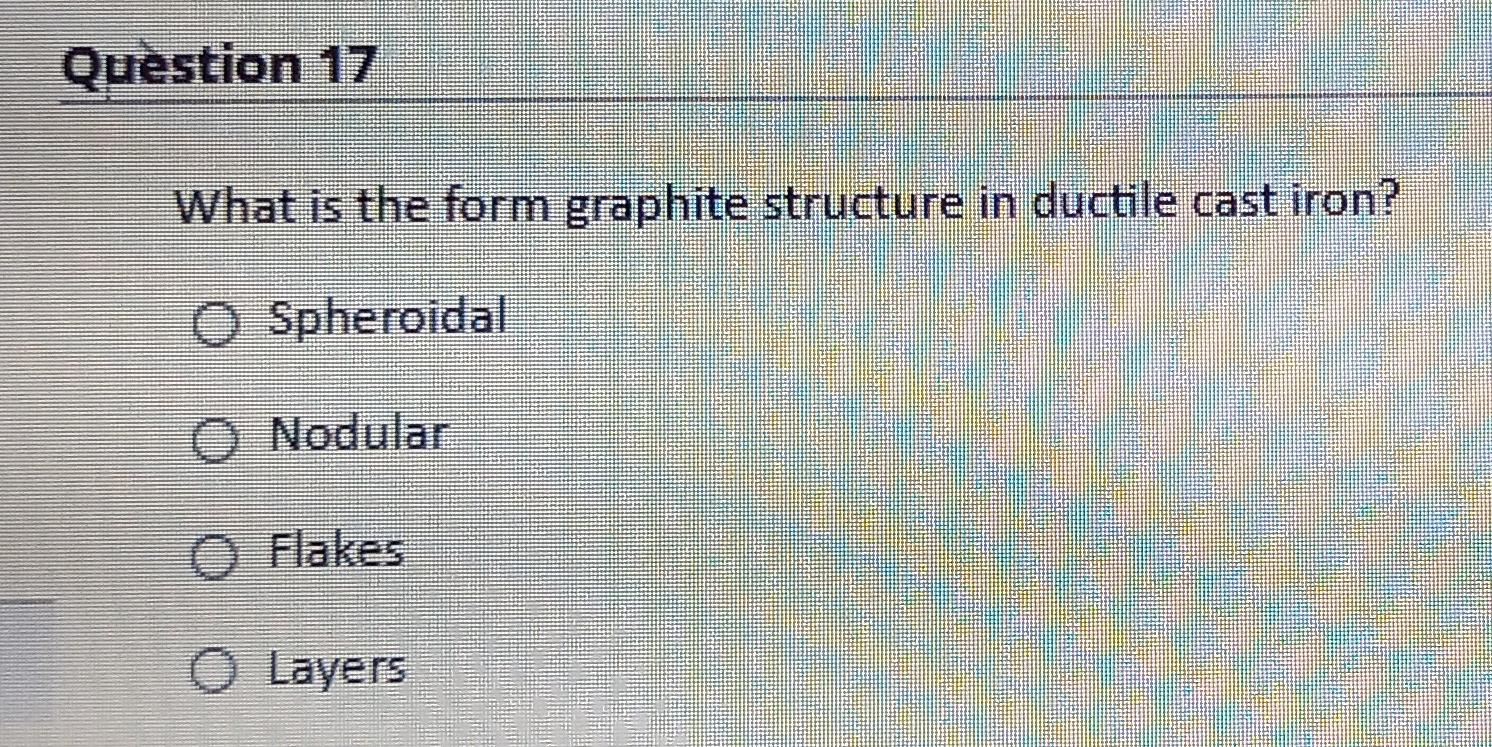 Solved Question 17 What is the form graphite structure in | Chegg.com