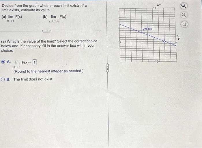 Solved Decide from the graph whether each limit exists. If a | Chegg.com