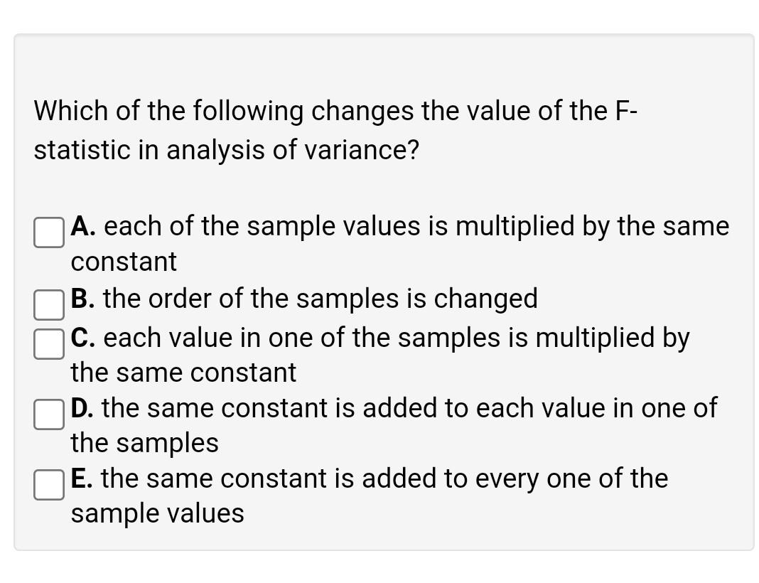 Solved Which of the following changes the value of the F- | Chegg.com