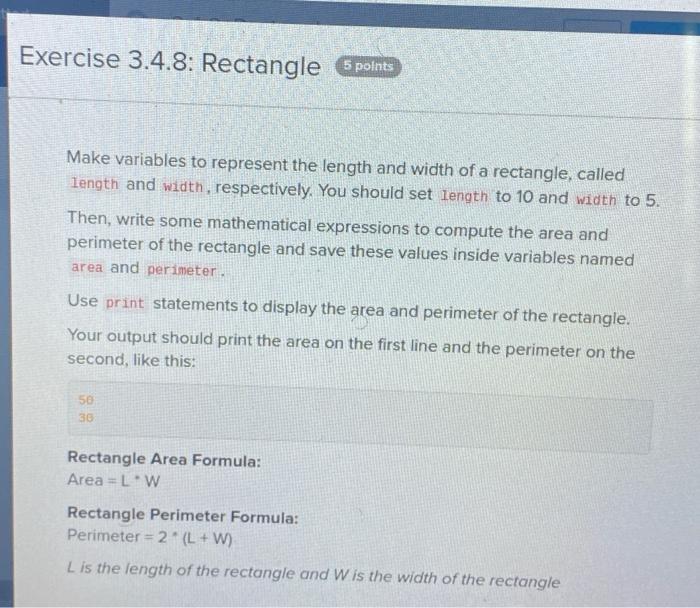 Solved Exercise 3.4.8: Rectangle points Make variables to | Chegg.com Solved Exercise 3.4.8: Rectangle points Make variables to | Chegg.com