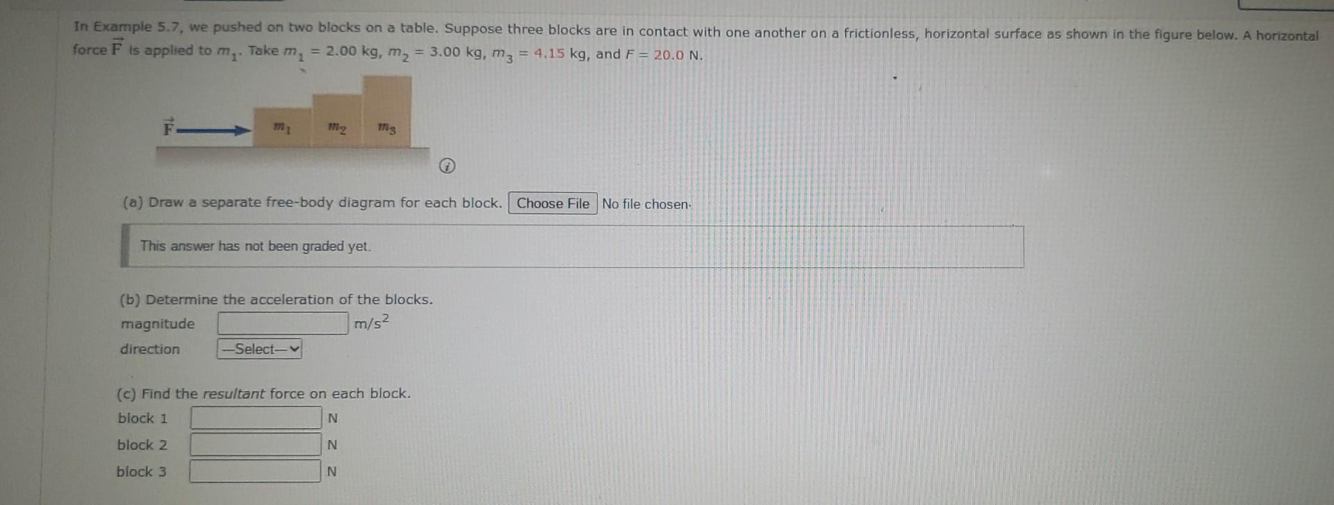 Solved In Example 5.7, we pushed on two blocks on a table. | Chegg.com