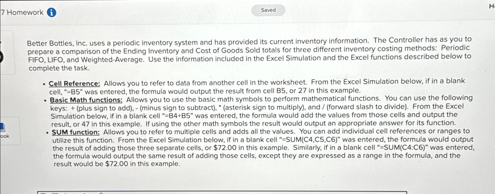 Solved 7 ﻿Homework (i)Better Bottles, Inc. uses a periodic | Chegg.com