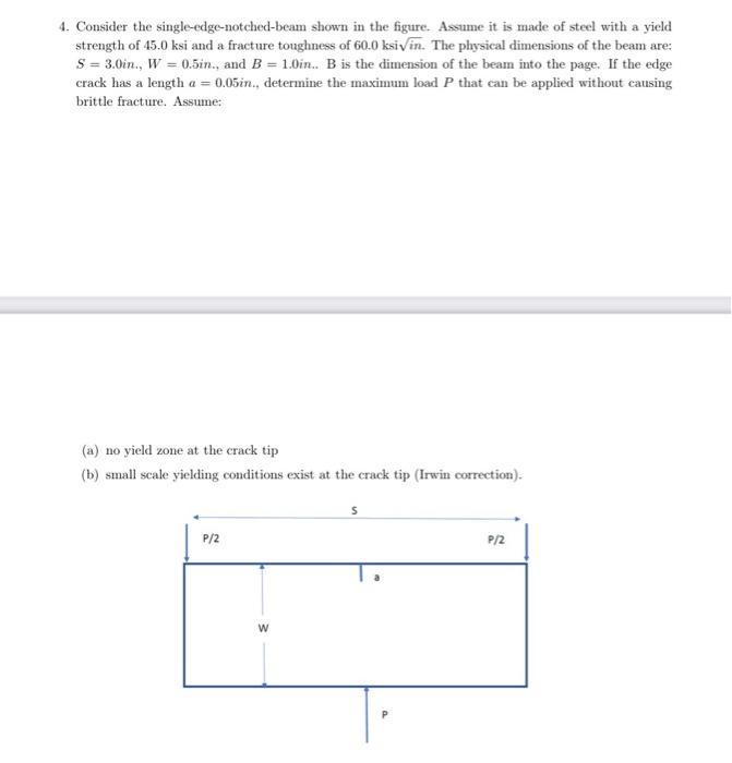 Solved 4. Consider the single-edge-notched-beam shown in the | Chegg.com