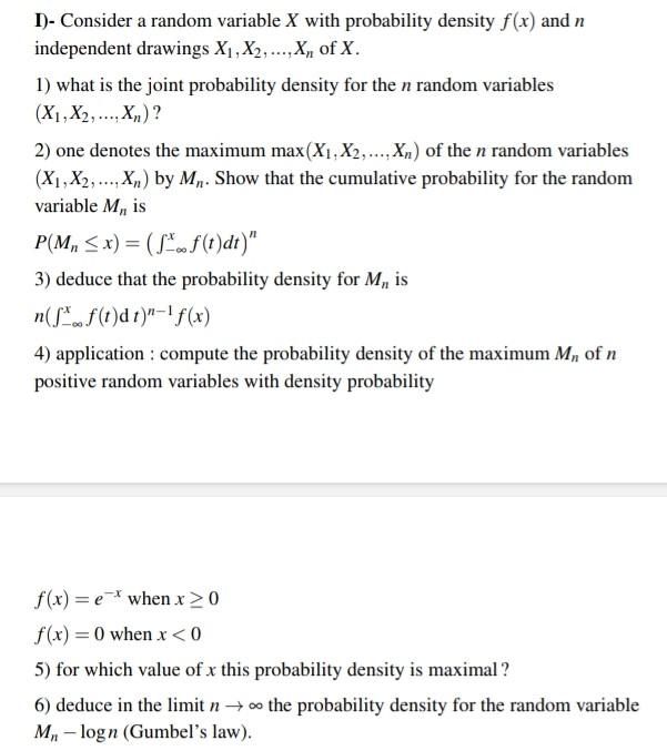 Solved I)- Consider a random variable X with probability | Chegg.com