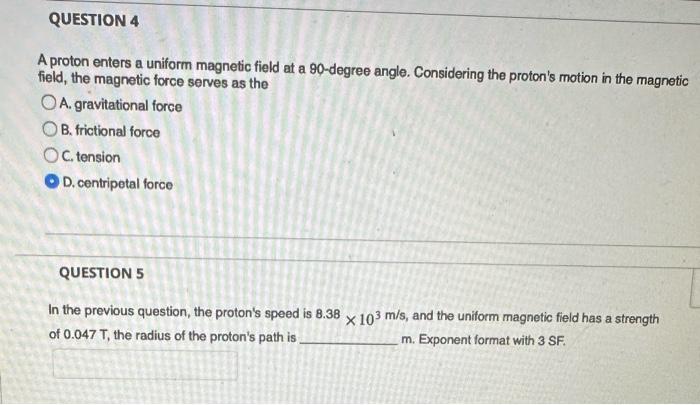 Solved A proton enters a uniform magnetic field at a | Chegg.com