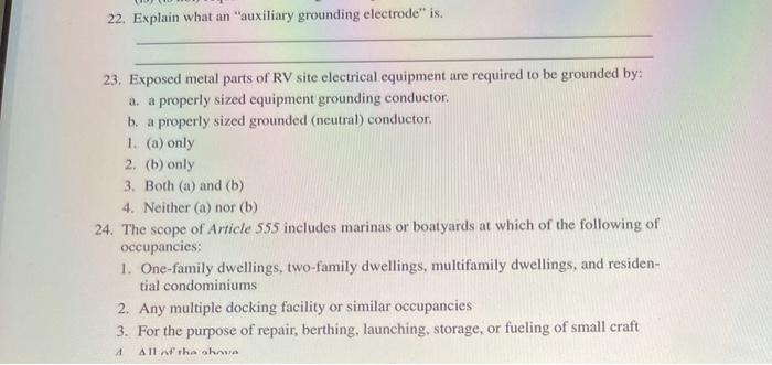 Solved 22. Explain what an "auxiliary grounding electrode" | Chegg.com