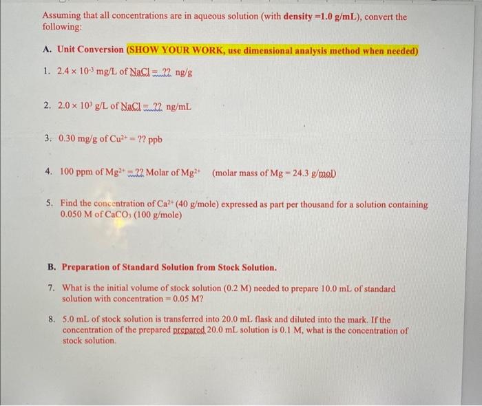 Solved 4. 100ppm of Mg2+=22 Molar of Mg2+ (molar mass of | Chegg.com