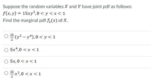 Solved Suppose the random variables x ﻿and Y ﻿have joint pdf | Chegg.com