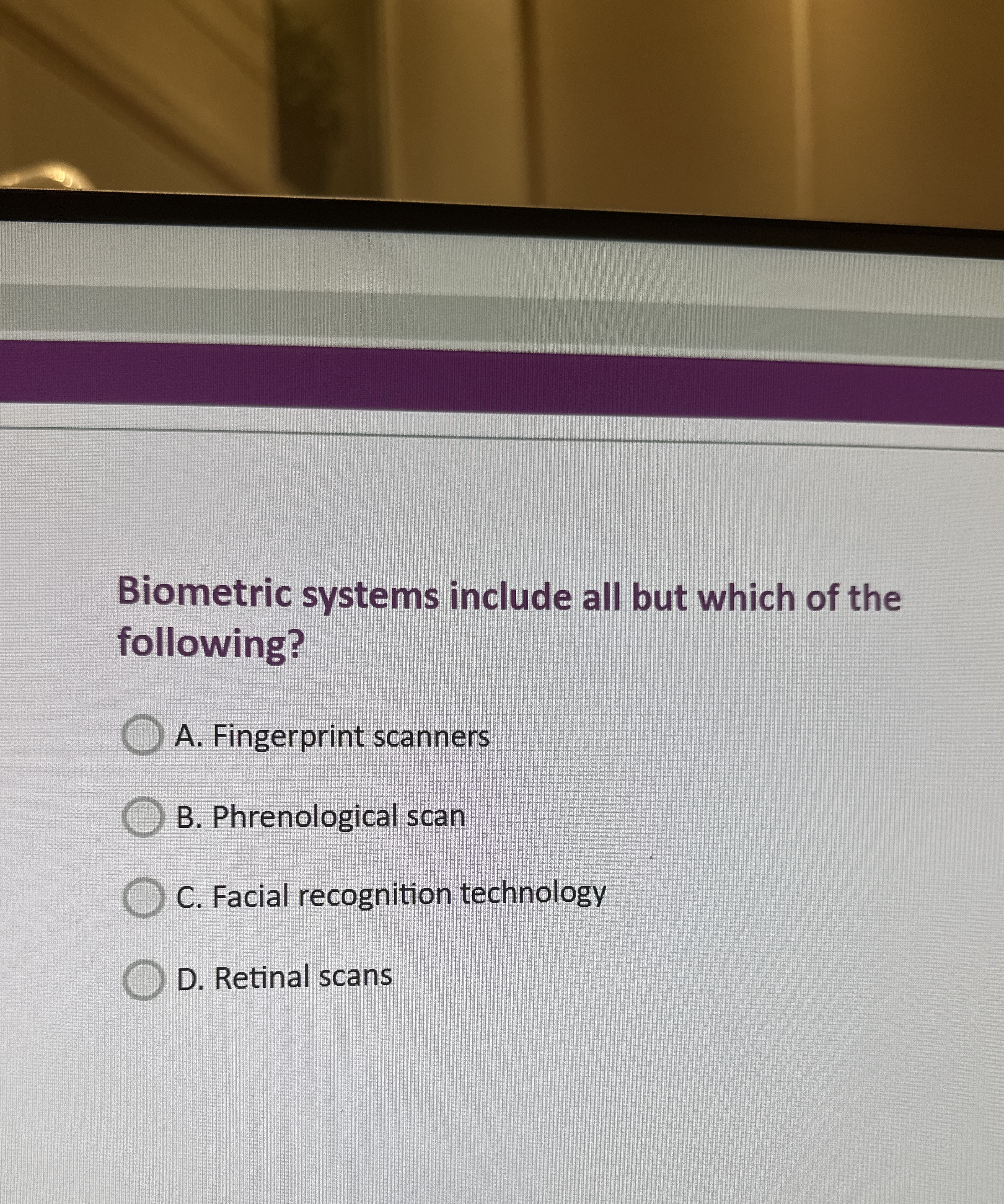 Solved Biometric systems include all but which of the | Chegg.com