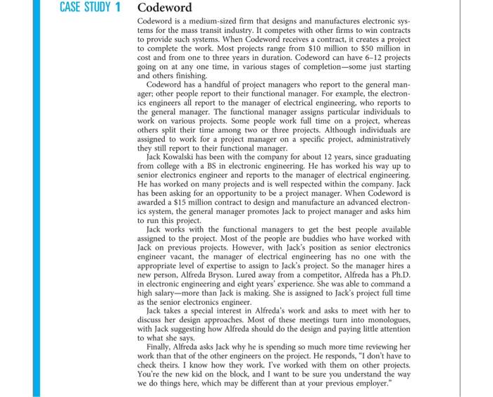 Solved Codeword Codeword Is A Medium Sized Firm That Designs 