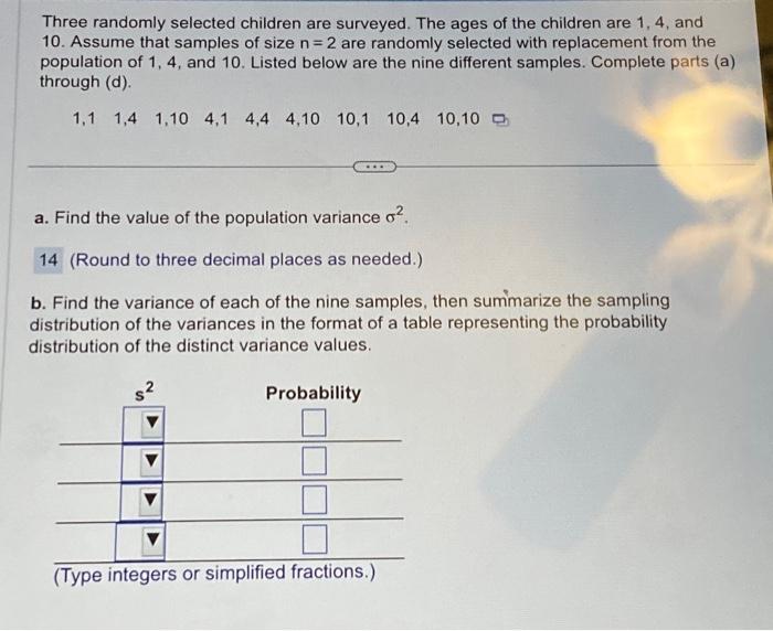 Solved Three randomly selected children are surveyed. The | Chegg.com