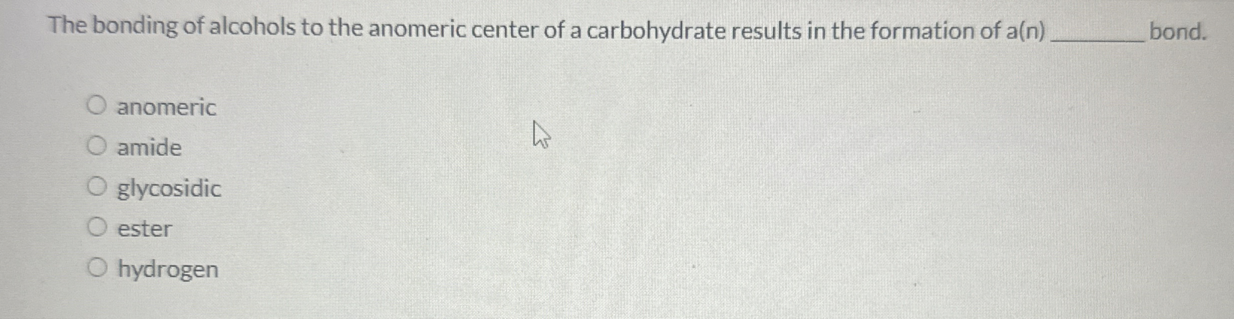 High Quality SOLUTION The bonding of alcohols to the anomeric center of ...