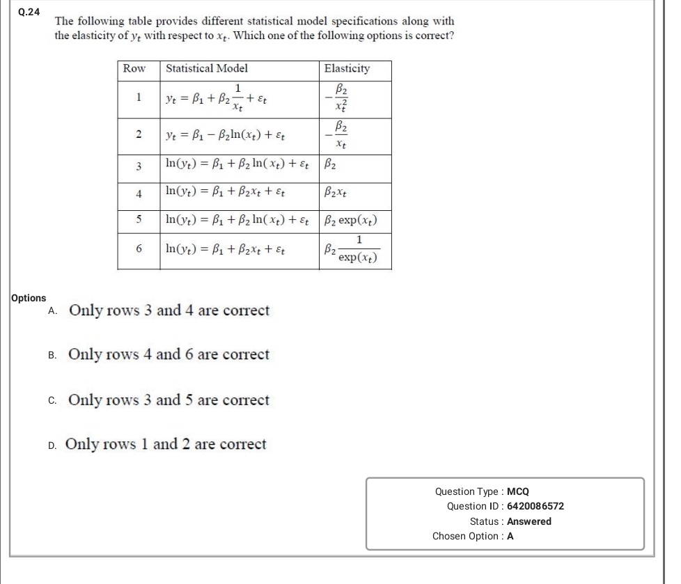 Solved Q. 24The following table provides different | Chegg.com