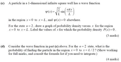 A particle in a 1-dimensional infinite square well | Chegg.com