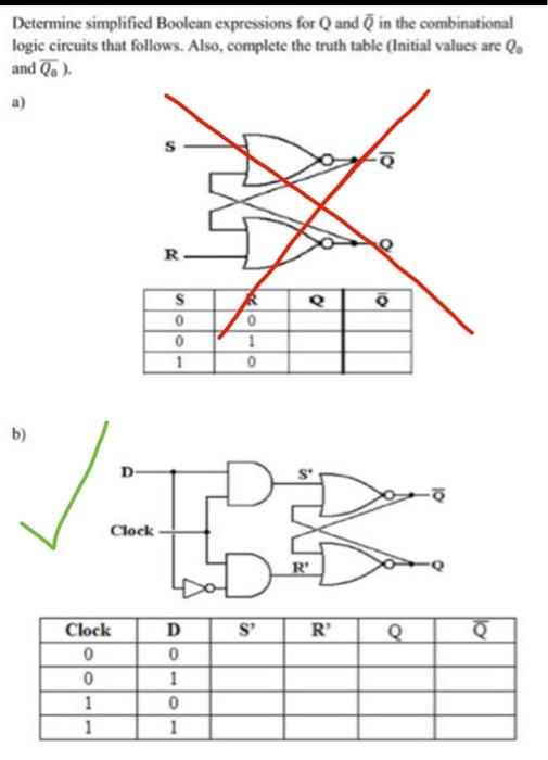 Solved Determine simplified Boolean expressions for Q and in | Chegg.com