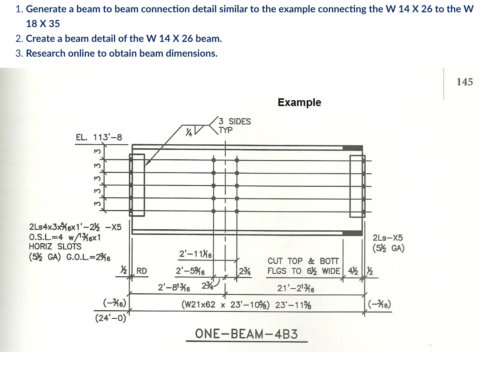 Beam (Drawing ﻿problem 4)1. ﻿Generate a beam to ﻿beam | Chegg.com