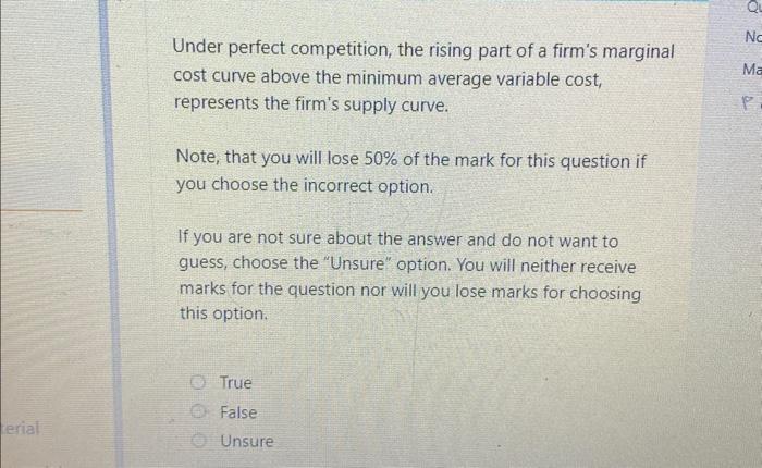 Solved Under perfect competition, the rising part of a | Chegg.com