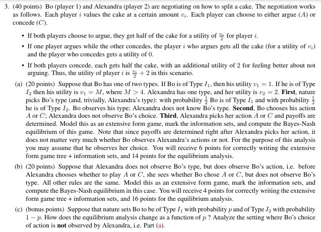 Solved (40 ﻿points) ﻿Bo (player 1) ﻿and Alexandra (player 2) | Chegg.com