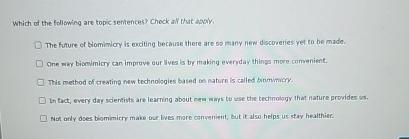 Solved Which of the following are topic sentences? Chock all | Chegg.com