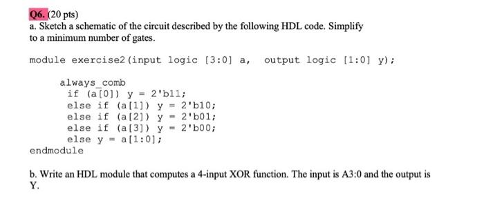 Solved Q6. (20 pts) a. Sketch a schematic of the circuit | Chegg.com