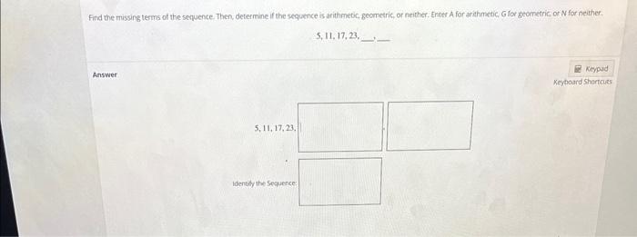 Solved Find the missing terms of the sequente. Then, | Chegg.com