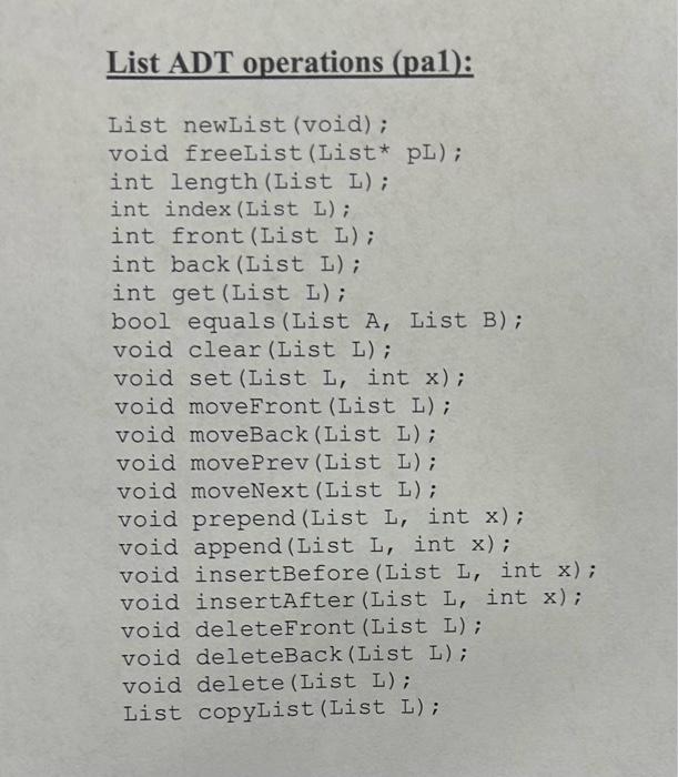 Solved 2. (20 Points) Using only the List ADT operations | Chegg.com