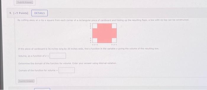 Solved Submit Answer 9. [-/1 Points] DETAILS By cutting away | Chegg.com