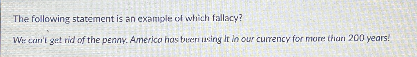 Solved The following statement is an example of which | Chegg.com