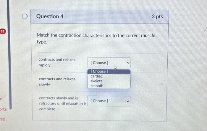 Solved Match the contraction characteristics to the correct | Chegg.com