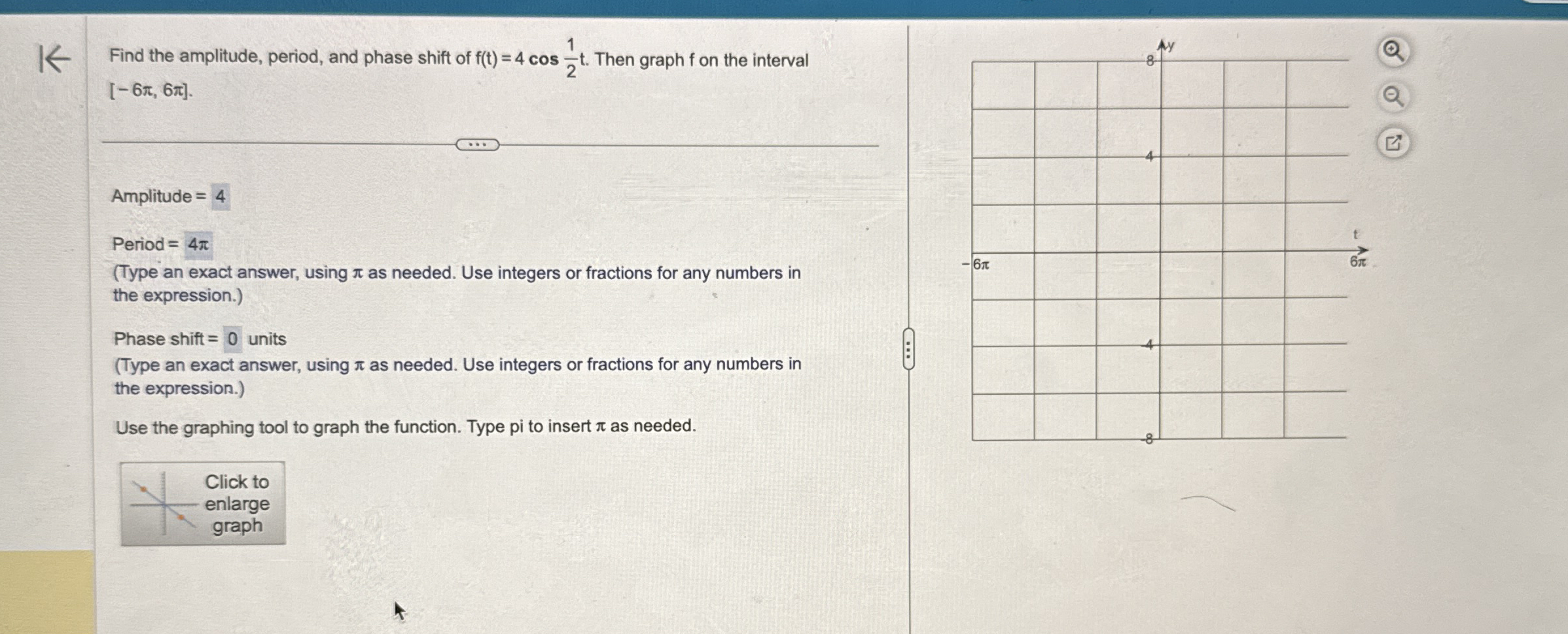 Solved Find the amplitude, period, and phase shift of | Chegg.com