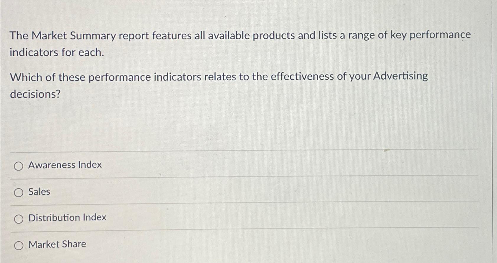 Solved The Market Summary report features all available | Chegg.com