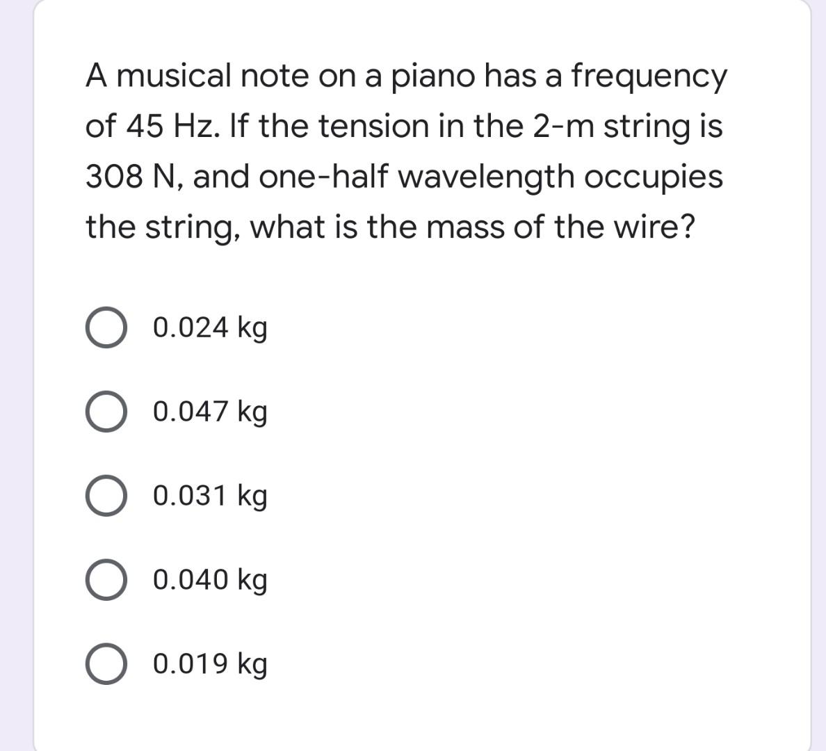 Solved A musical note on a piano has a frequency of 45 Hz. | Chegg.com