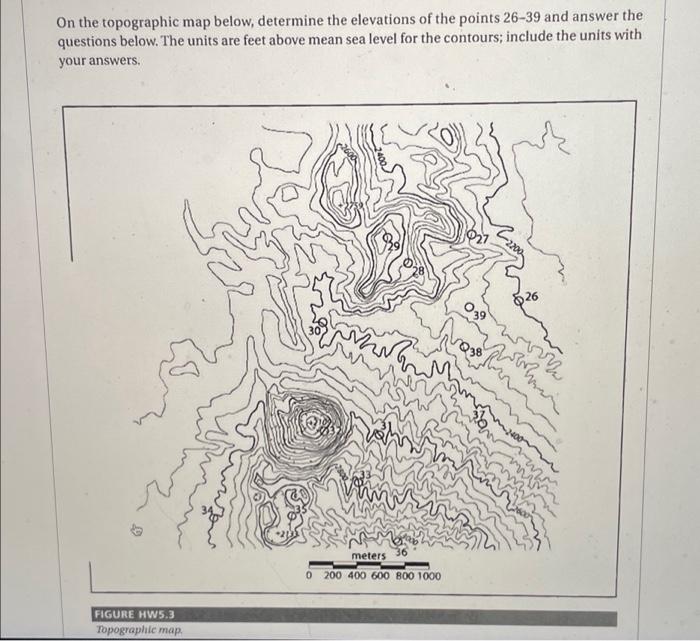 Solved On the topographic map below, determine the | Chegg.com